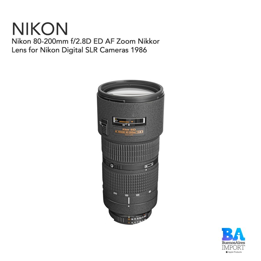 Nikon 80-200mm f/2.8D ED AF Zoom Nikkor Lens for Nikon Digital SLR ...